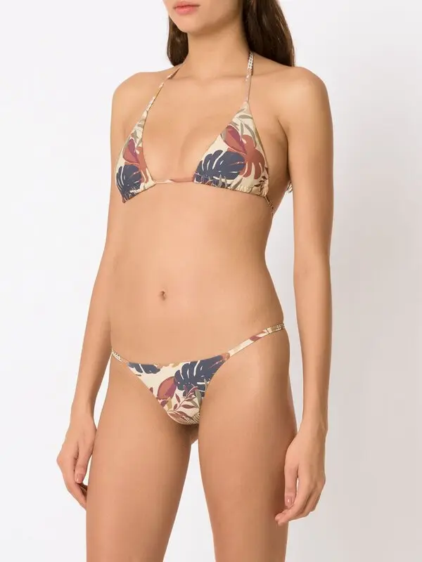 AMIR SLAMA Palm Leaf Print Bikini