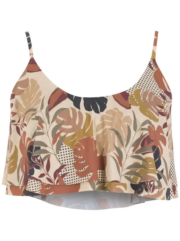 AMIR SLAMA Palm Leaf Print Cropped Top