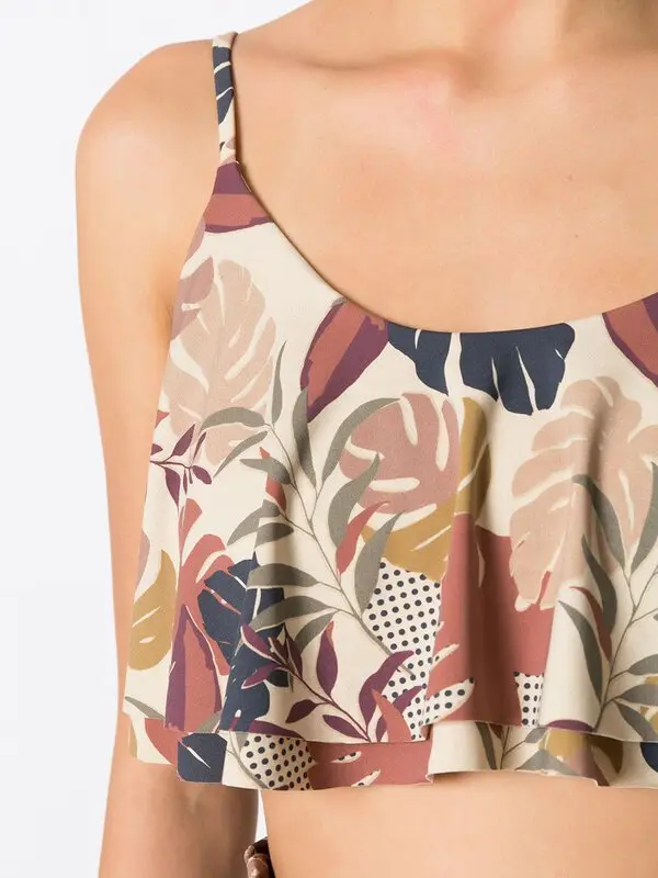 AMIR SLAMA Palm Leaf Print Cropped Top