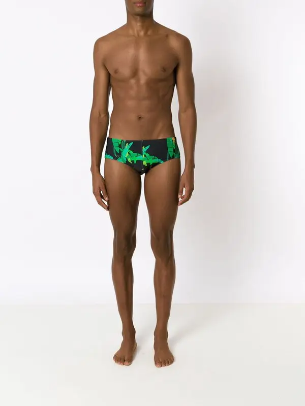 AMIR SLAMA Leaf-print Swimming Trunks