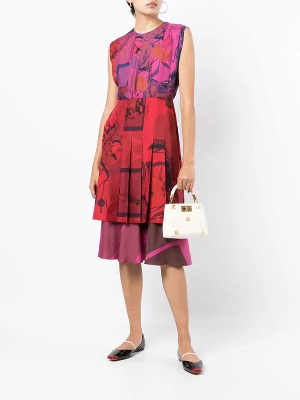 FERRAGAMO Patterned Silk Midi Dress