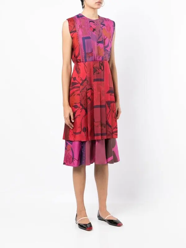 FERRAGAMO Patterned Silk Midi Dress