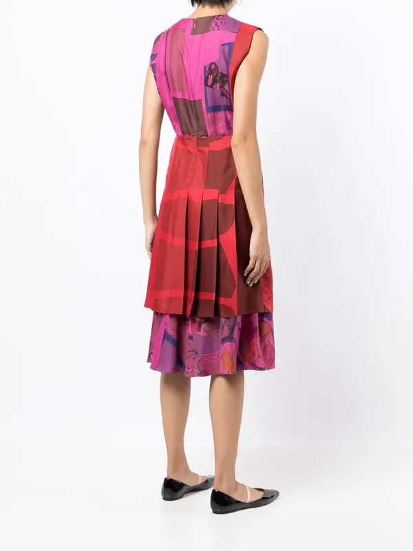 FERRAGAMO Patterned Silk Midi Dress