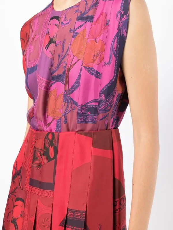 FERRAGAMO Patterned Silk Midi Dress