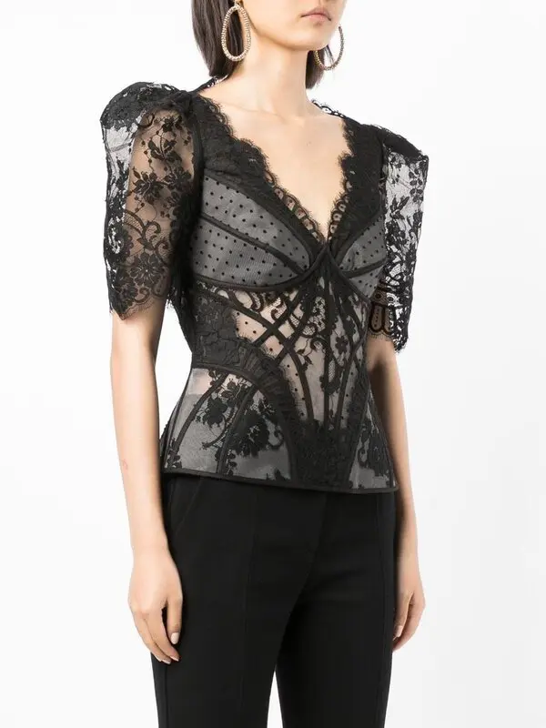 Zimmermann Lace Puff-sleeve Top