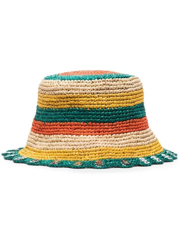 Rabanne Raffia Straw Hat - Green