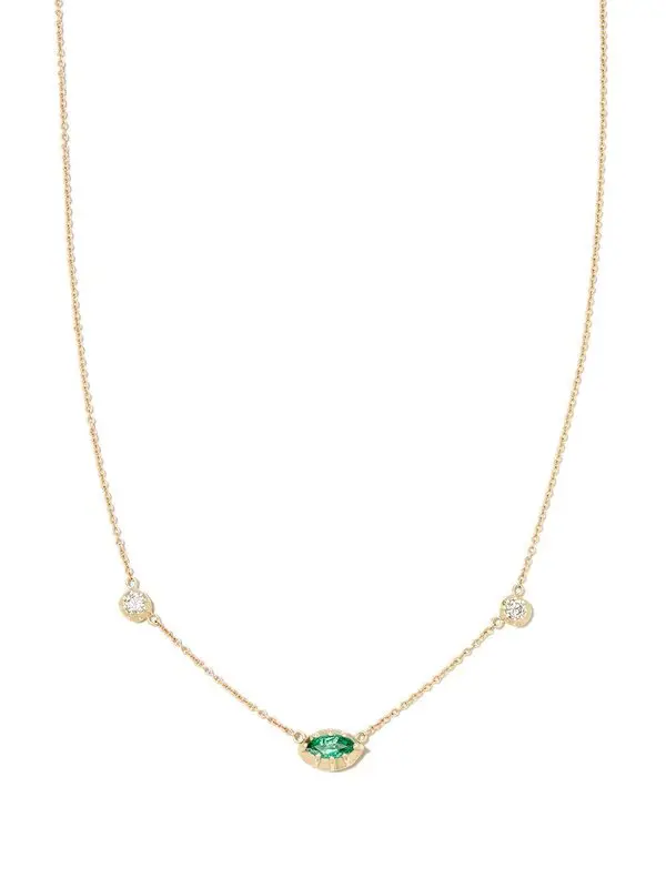 Jacquie Aiche 14kt Yellow Sophia Emerald And Diamond Necklace - Gold