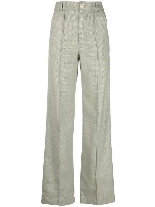 NINAMOUNAH Straight-leg Check Print Trousers
