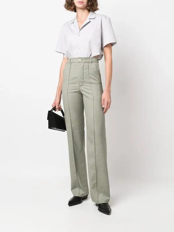 NINAMOUNAH Straight-leg Check Print Trousers