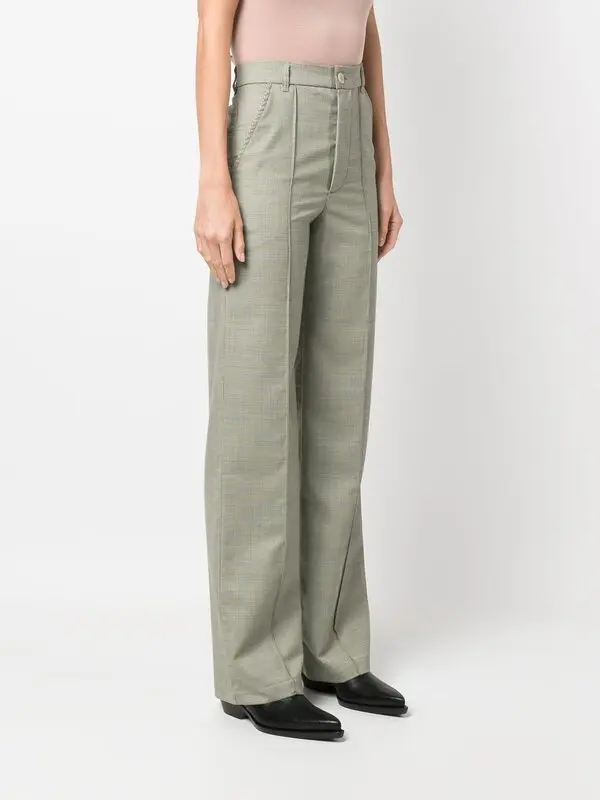 NINAMOUNAH Straight-leg Check Print Trousers