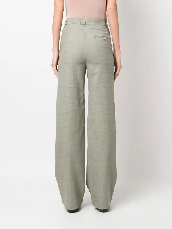 NINAMOUNAH Straight-leg Check Print Trousers