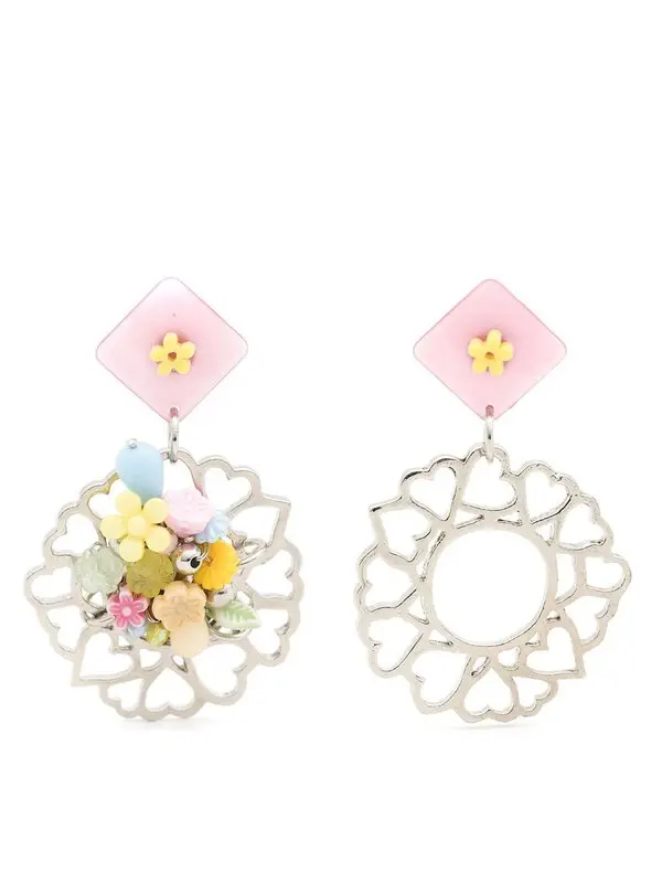 AMIR SLAMA Floral-appliqué Drop Earrings - Silver