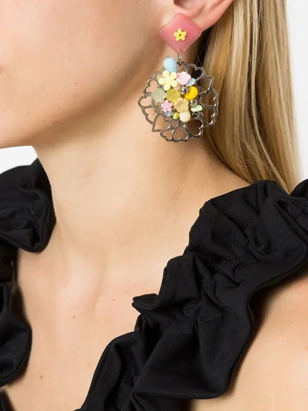 AMIR SLAMA Floral-appliqué Drop Earrings