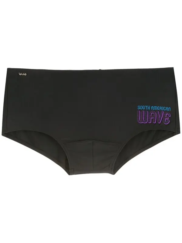 AMIR SLAMA Logo-print Swim Trunks - Black