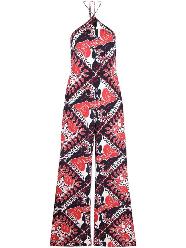Valentino Garavani Archive Manifesto Bandana Print Jumpsuit - Blue