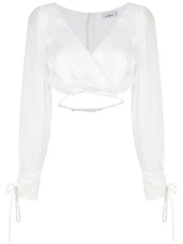 AMIR SLAMA Cropped Silk Blouse - White