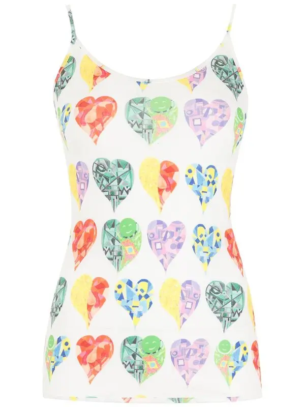 AMIR SLAMA Heart-print Tank Top - Neutrals