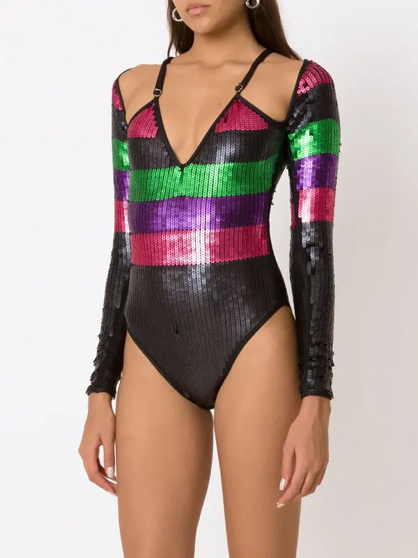 AMIR SLAMA Sequin Embellished Long Sleeve Swimsuit
