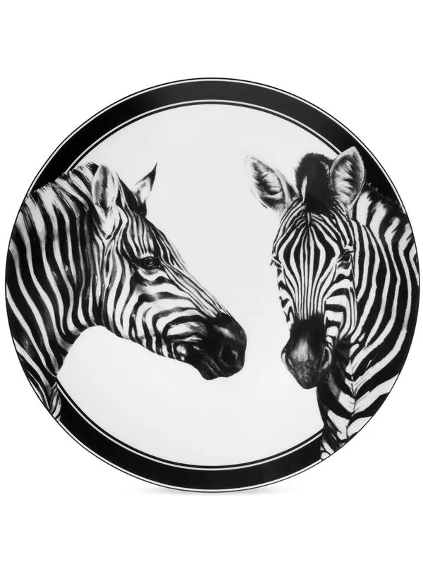 Dolce & Gabbana Zebra-print Porcelain Dinner Plates - White