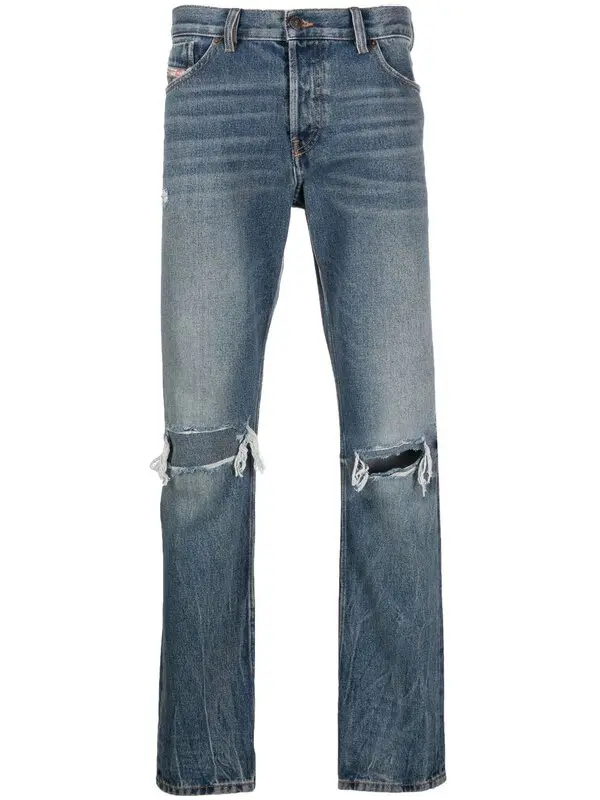 DIESEL® 1995 Ripped Straight-leg Jeans - Blue