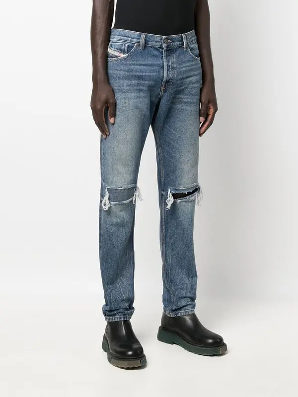 DIESEL® 1995 Ripped Straight-leg Jeans - Blue