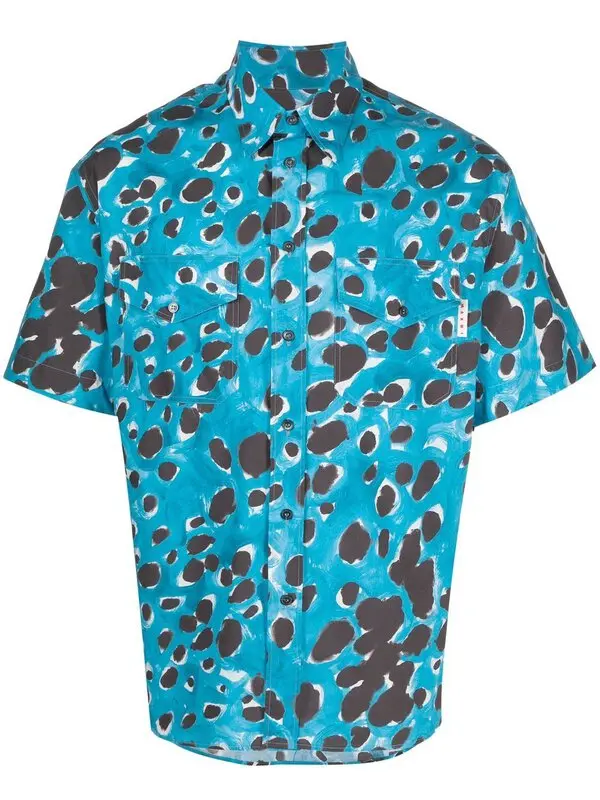 Marni Spot-print Short-sleeve Shirt - Blue