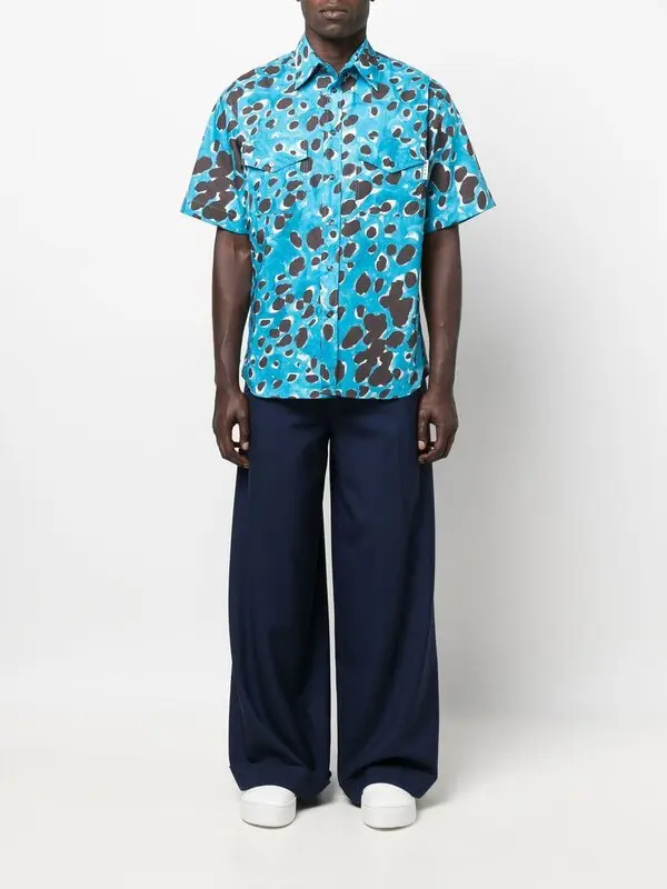 Marni Spot-print Short-sleeve Shirt - Blue