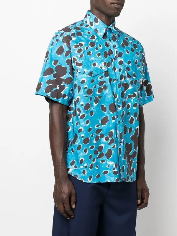 Marni Spot-print Short-sleeve Shirt - Blue