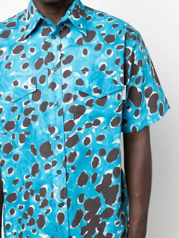 Marni Spot-print Short-sleeve Shirt - Blue