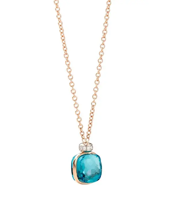 Pomellato Mixed Gold Topaz And Diamond Nudo Necklace - Blue
