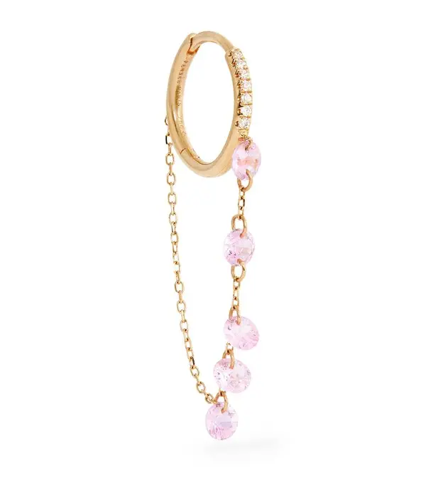 PERSEE Yellow Gold, Diamond And Sapphire Danaé Single Earring - Pink