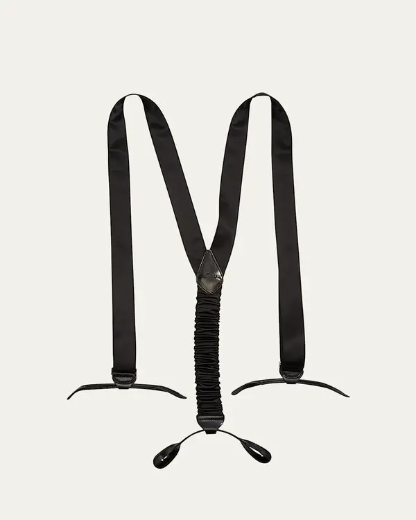 Brioni Leather-trimmed Satin Braces
