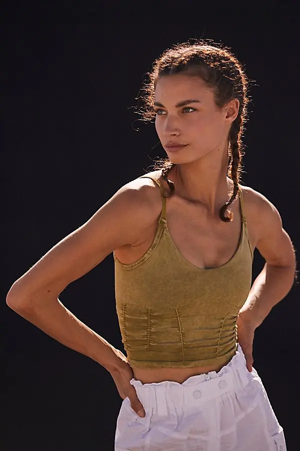 Free People Good Karma Ruched Crop Tank Top