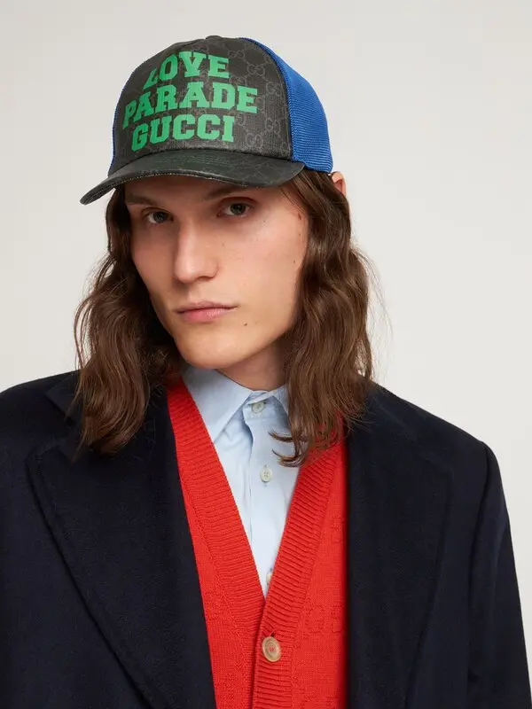 Gucci Love Parade Cotton Blend Baseball Hat - Black,Blue
