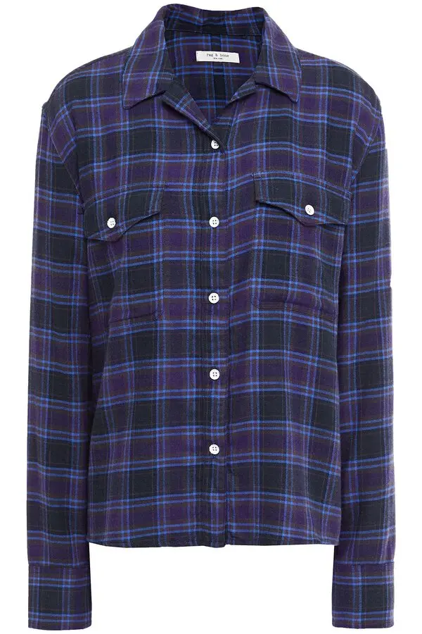 Rag & Bone May Checked Flannel Shirt - Navy