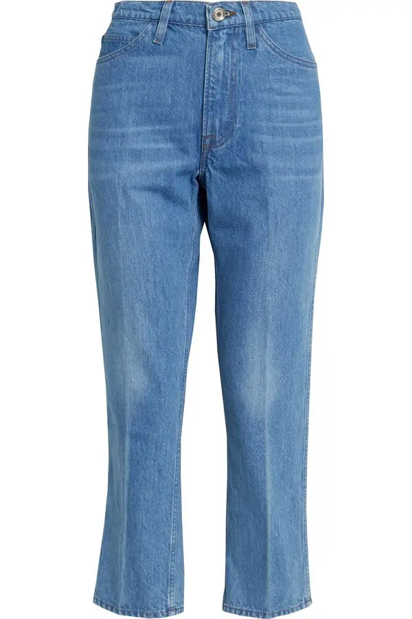 FRAME Le Pixie Cropped Mid-rise Straight-leg Jeans - Mid Denim