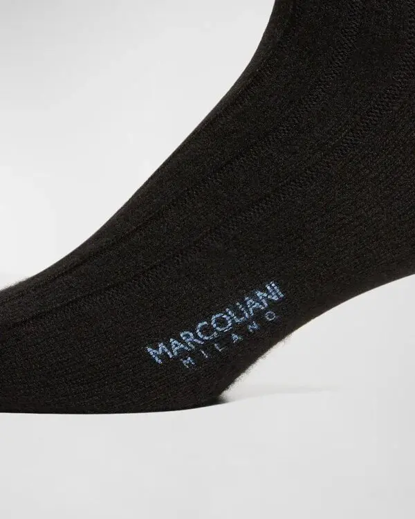 Marcoliani Ribbed Cashmere Dress Socks - Black