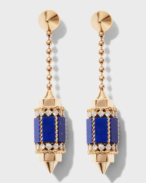 Roberto Coin 18k Rose Gold Diamond And Lapis Drop Earrings - Lapis Lazuli