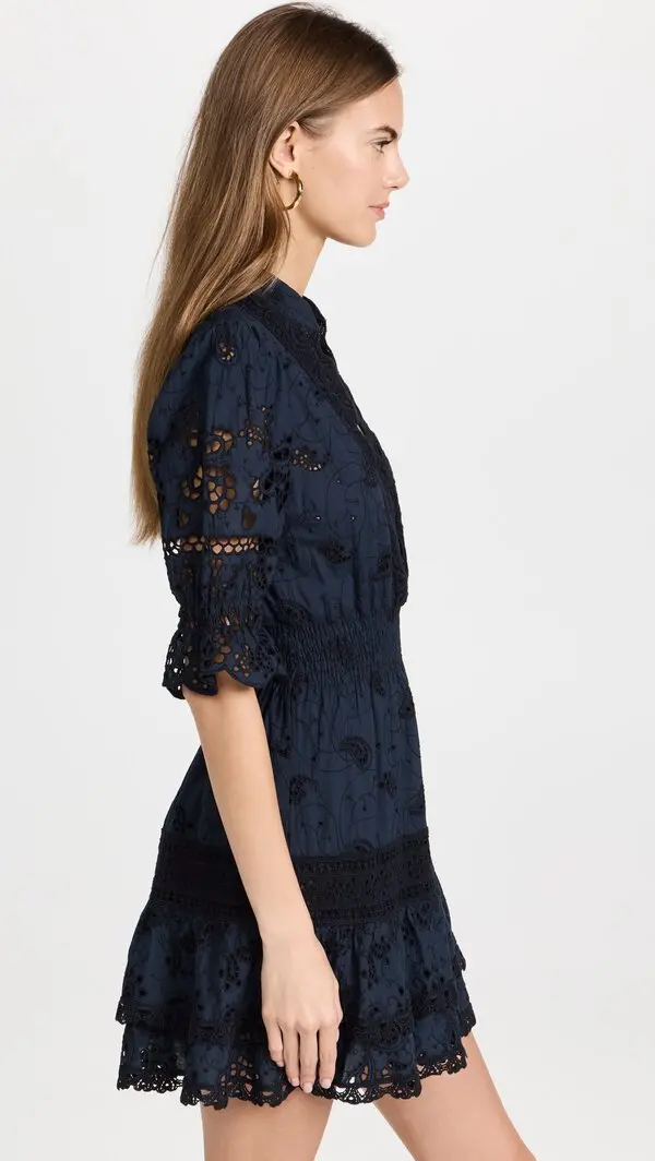 Temptation Positano Hollywood Eyelet Mini Dress - Navy