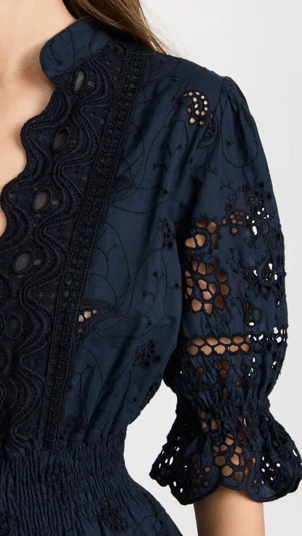 Temptation Positano Hollywood Eyelet Mini Dress - Navy