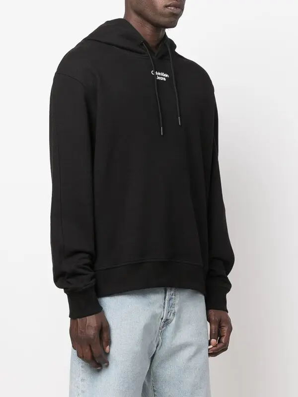 Calvin Klein Logo Print Drawstring Hoodie - Black