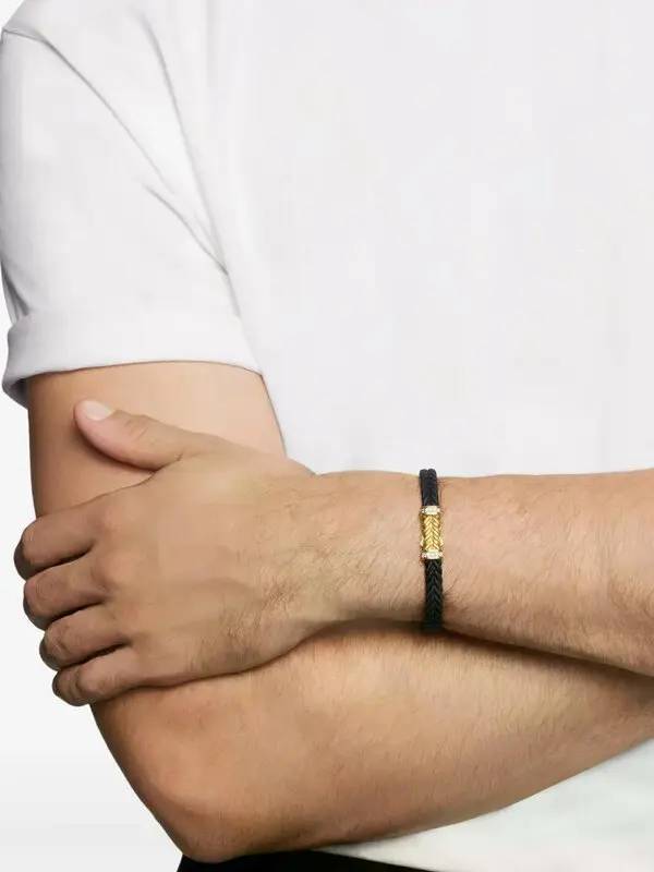 David Yurman 18kt Yellow Gold Chevron Bracelet - Black