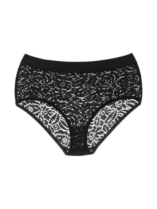 ERES Floral-embroidery Mesh Thong