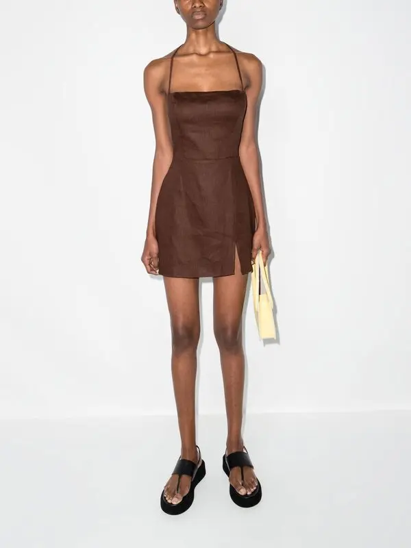 Reformation Linda Linen Minidress In Brown - 5% Off | Editorialist