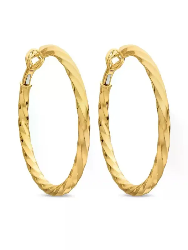 David Yurman 18kt Yellow Cable Edge Hoop Earrings - Gold