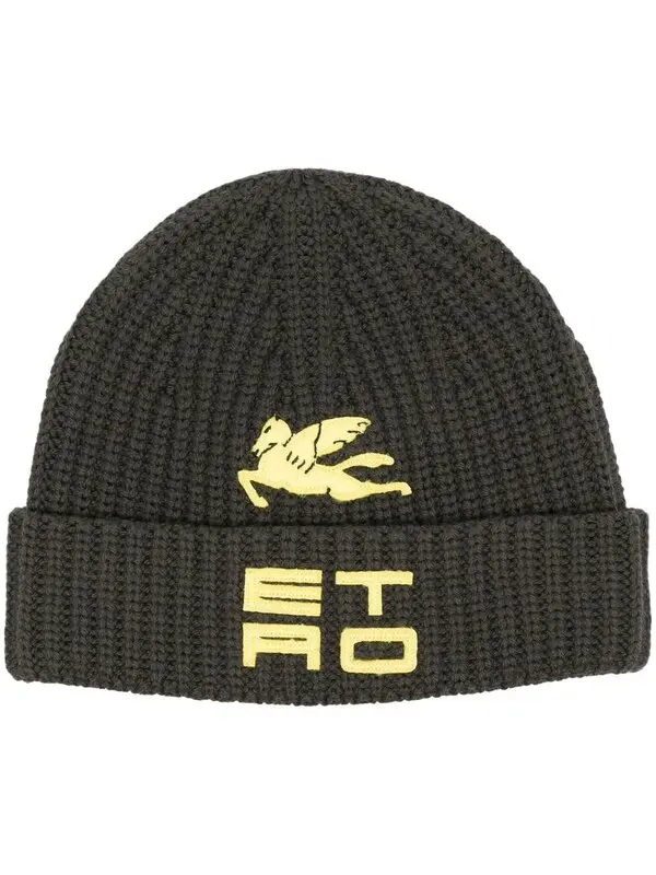 Etro Ribbed Beanie Hat - NWT Etro Paisley Knit Ribbed Beanie - 0200 Navy | Editorialist main image 2