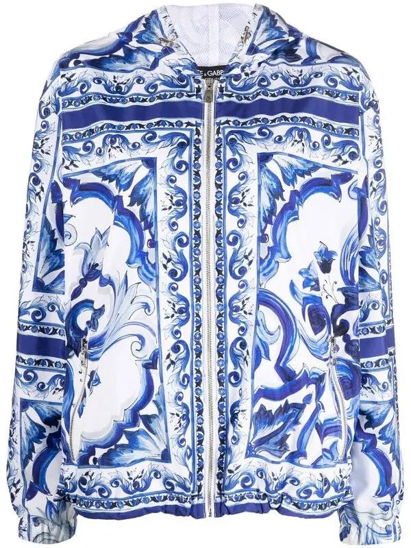 Dolce & Gabbana Majolica-print Windbreaker - White