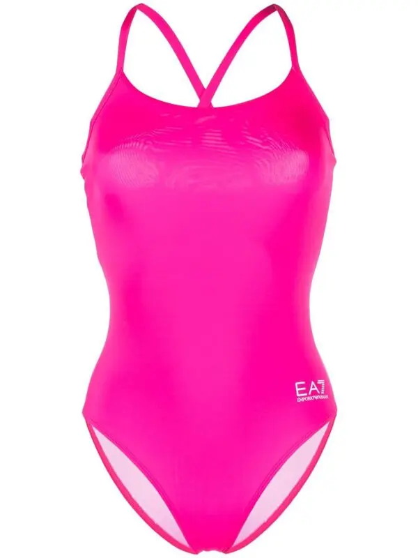 EA7 Logo-print One-piece Swimsuit - Pink