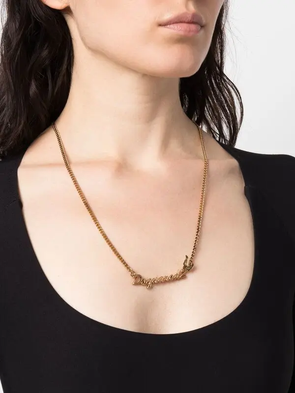 Dsquared2 Handwriting Charm Chain Necklace