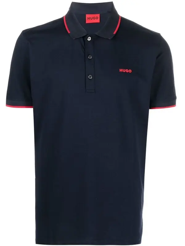 BOSS Chest Logo-print Detail Polo Shirt - Blue
